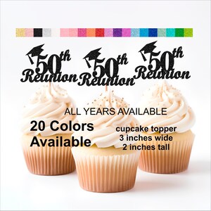Class Reunion Cupcake Toppers With Cap Design, Class Reunion ...