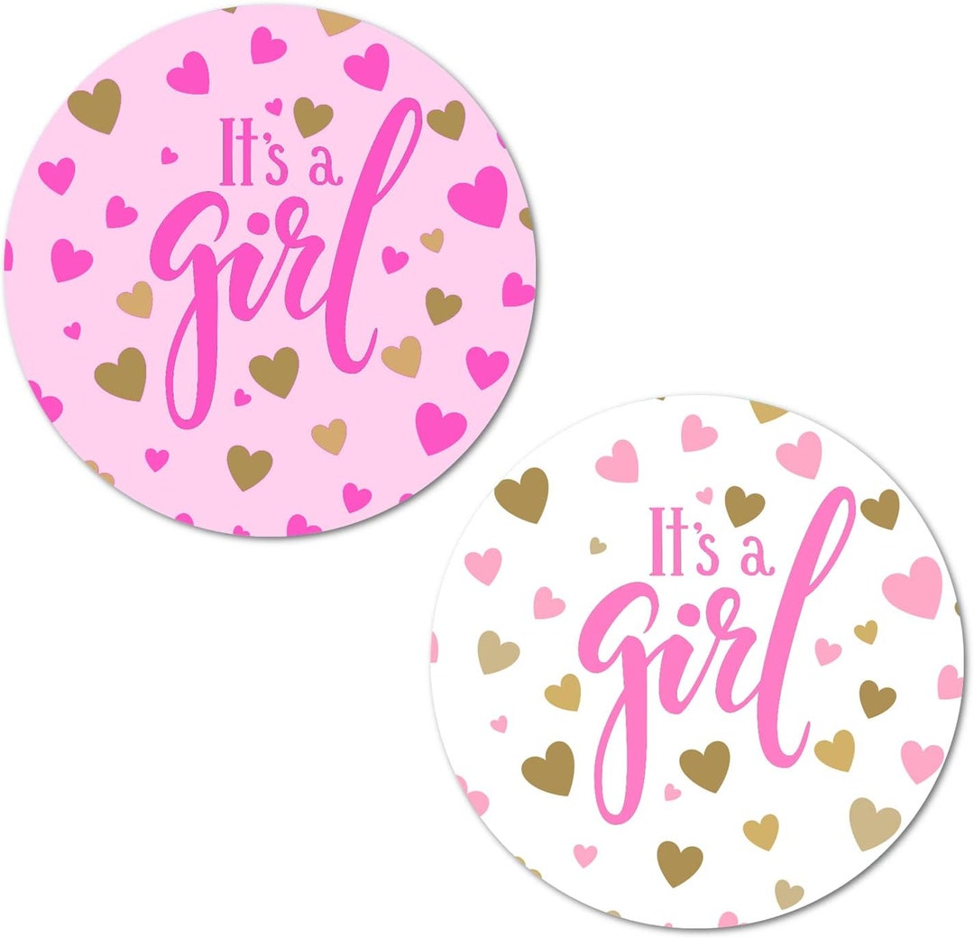 SET OF 40 Pink It’s a Girl Stickers 2 Inch Big Round Glossy Labels - Etsy
