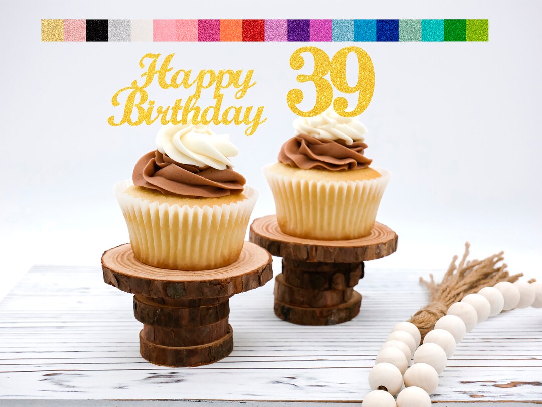 39th Birthday Cupcake Toppers | Number 39 Party Picks | 39th Party ...
