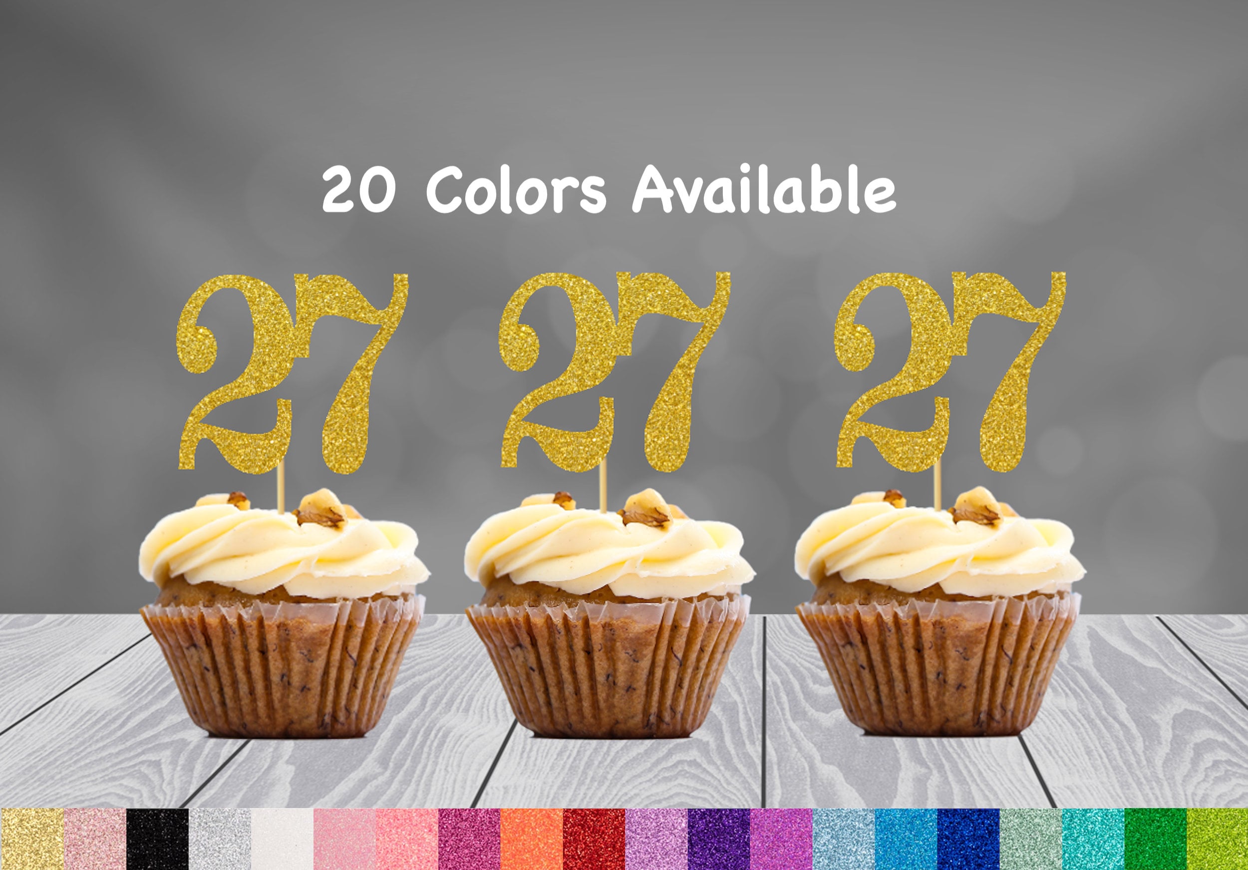 Any Number 27th Birthday Cupcake Toppers 2 Inches Tall - Etsy