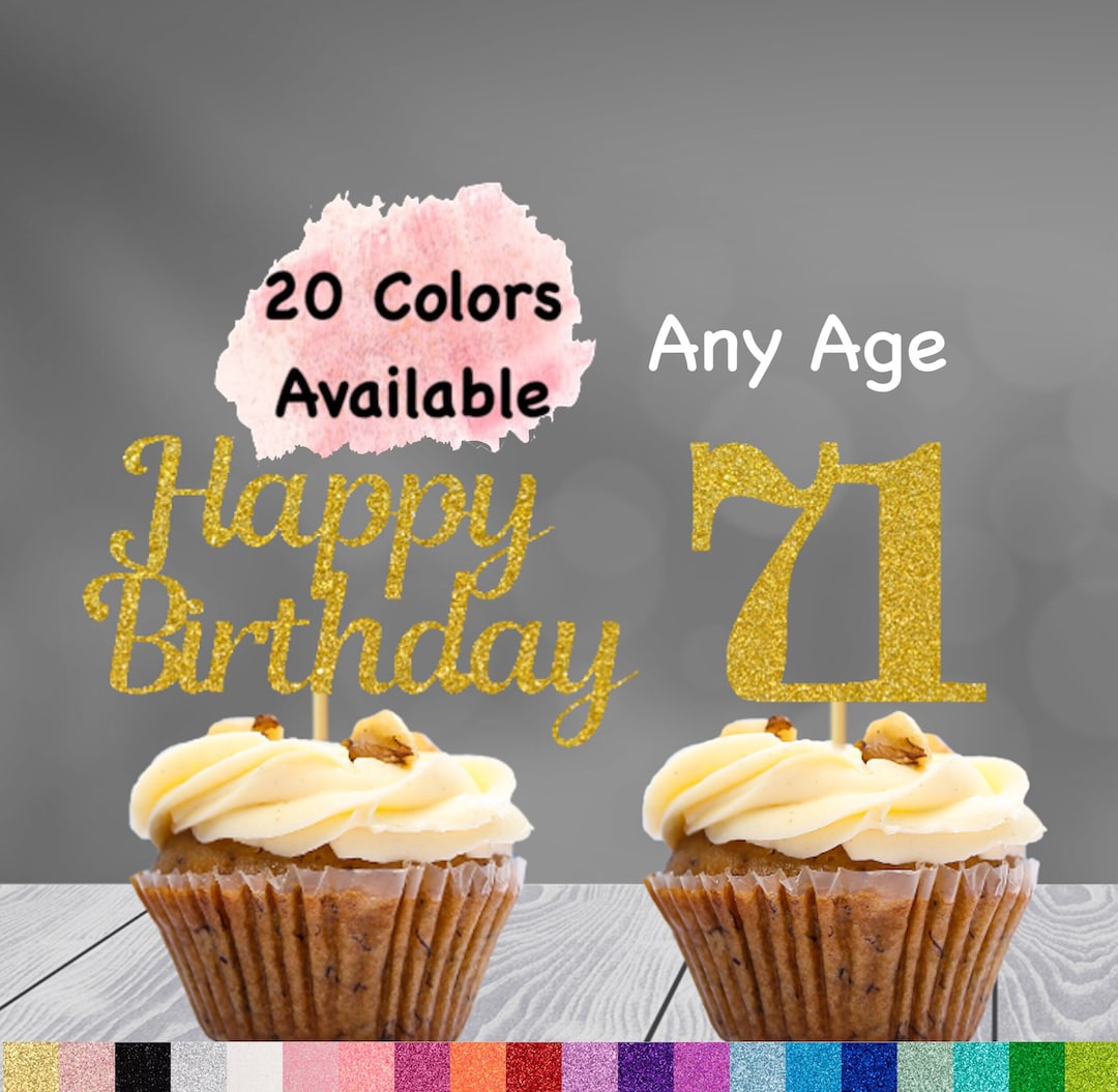71st Birthday Cupcake Toppers | Number 71 Party Picks | 71st Party ...