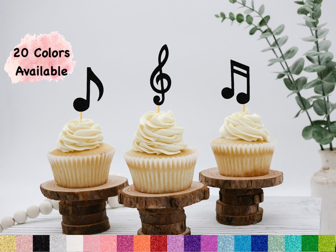 Musical Notes Cupcake Toppers (set of 12) 20 COLORS AVAILABLE - Etsy
