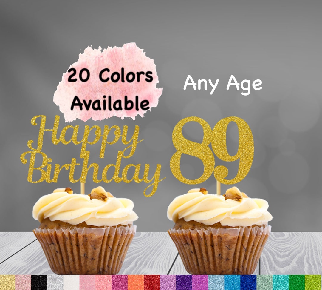 89th Birthday Cupcake Toppers | Number 89 Party Picks | 89th Party ...