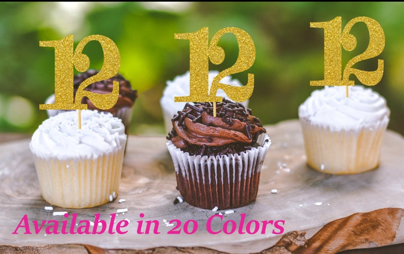 Any Number 12th Birthday Cupcake toppers 2 inches Tall Any | Etsy