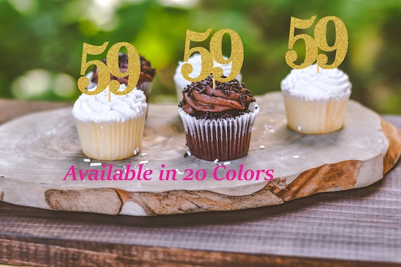 Any Number 59th Birthday Cupcake Toppers 2 Inches Tall - Etsy