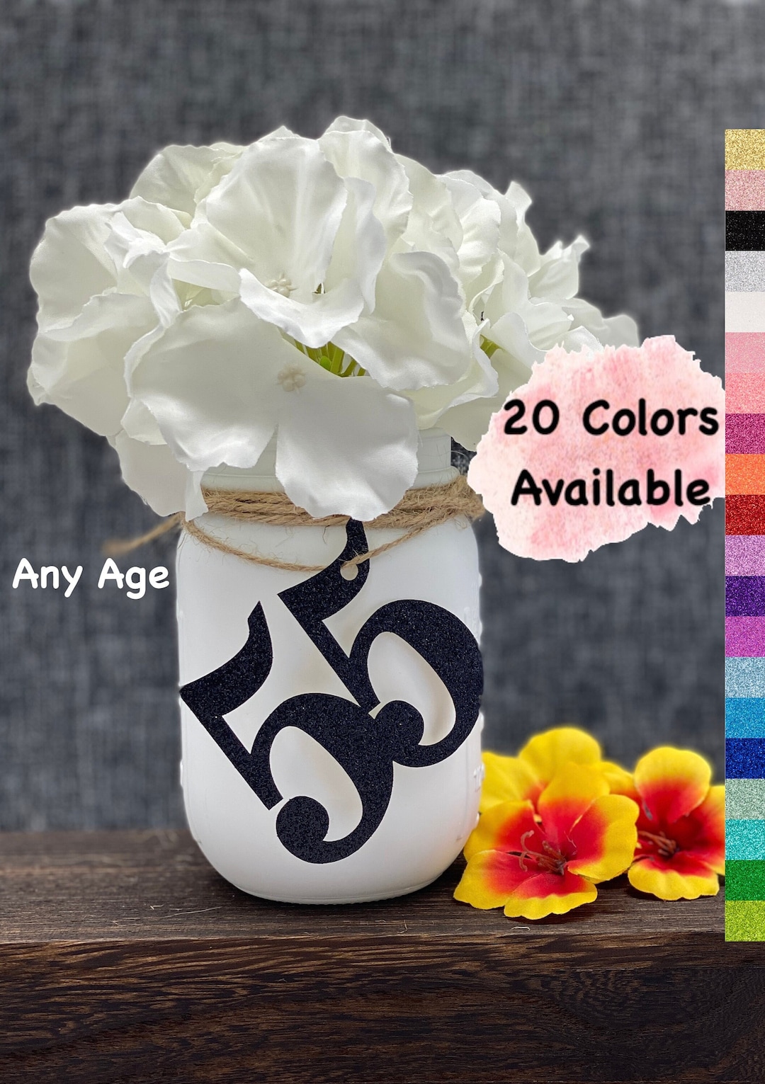55th Birthday Decorations Number Cutout for Centerpiece 20 Colors ...