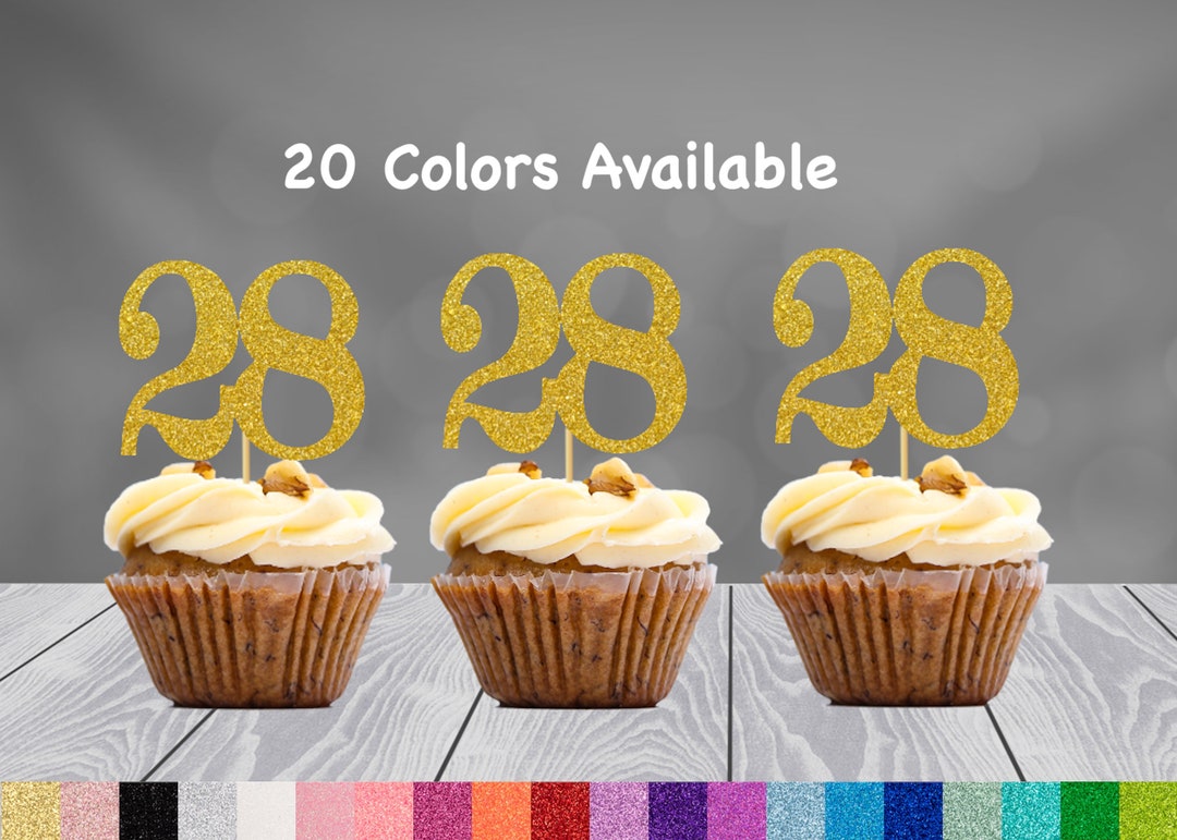Any Number 28th Birthday Cupcake Toppers 2 Inches Tall Any - Etsy