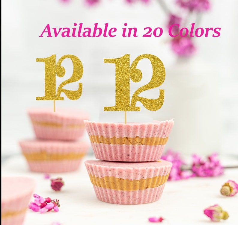 Any Number 12th Birthday Cupcake toppers 2 inches Tall Any | Etsy