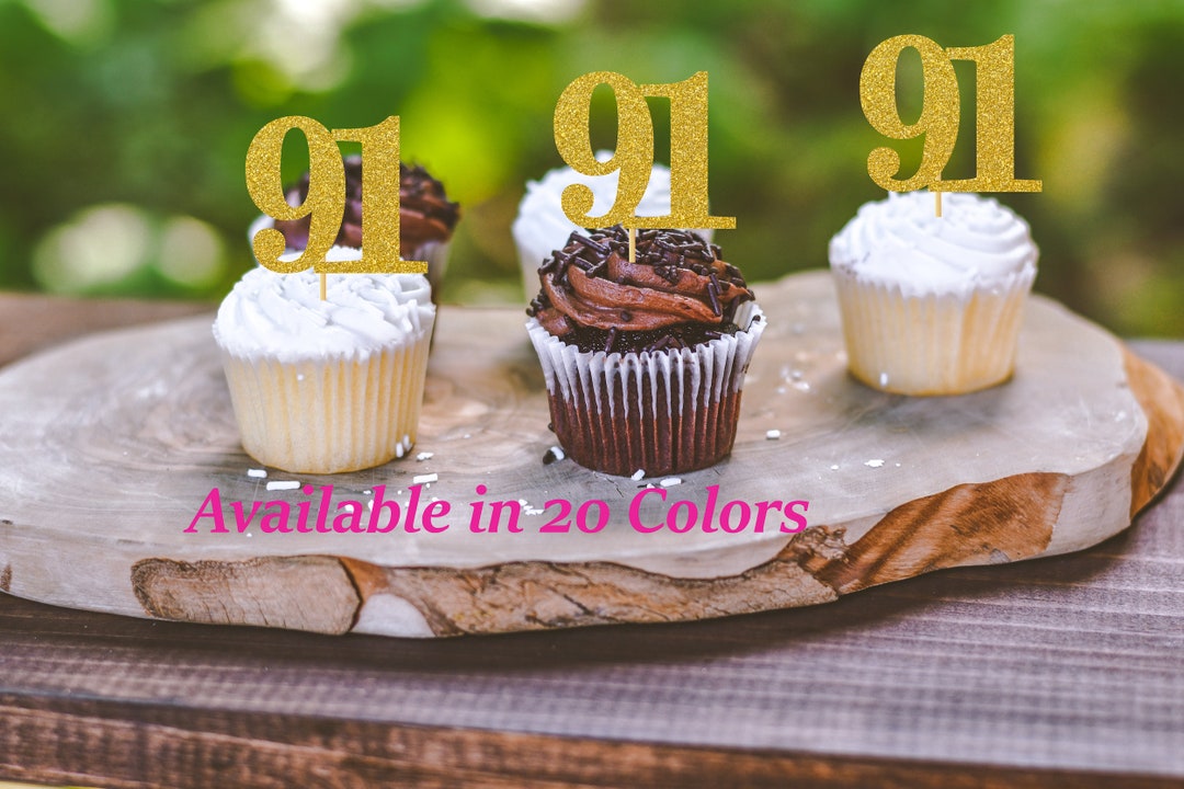 Any Number 91st Birthday Cupcake Toppers Adult Party Glitter 91st Party ...