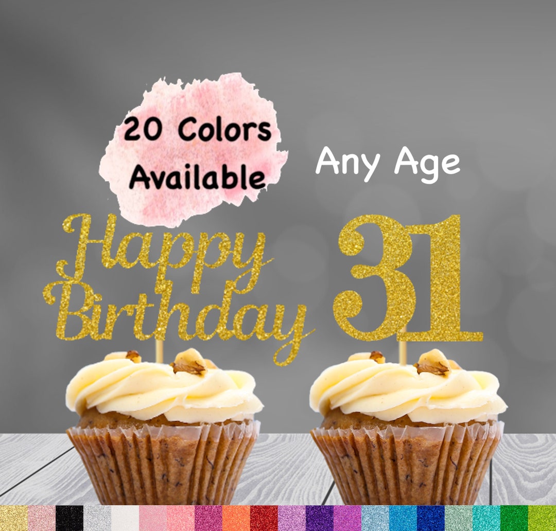 31st Birthday Cupcake Toppers | Number 31 Party Picks | 31st Party ...