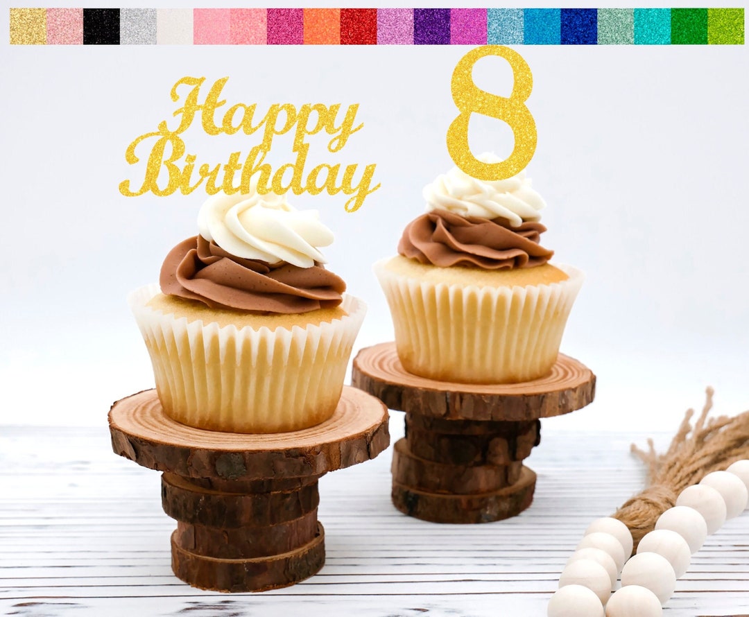 8th Birthday Cupcake Toppers | Number 8 Party Picks | 8th Party ...