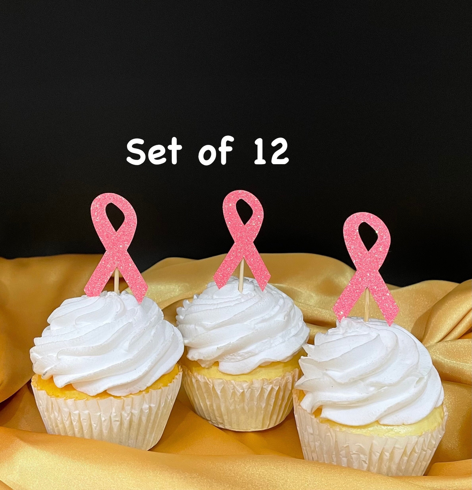 Set of 12 Cancer Awareness Glitter Ribbons Cupcake Toppers - Etsy