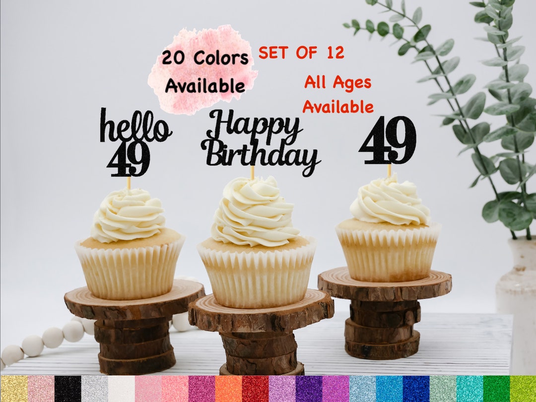 49th Birthday Cupcake Toppers set of 12 49th Birthday Decorations Party ...