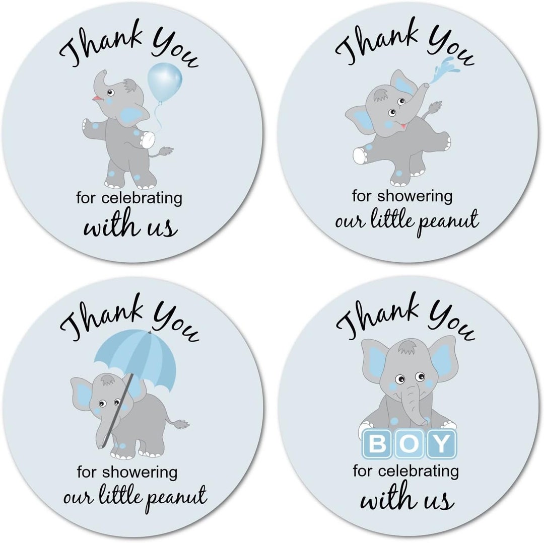 Thank You for Showering Our Little Peanut Stickers (set of 40) (blue ...
