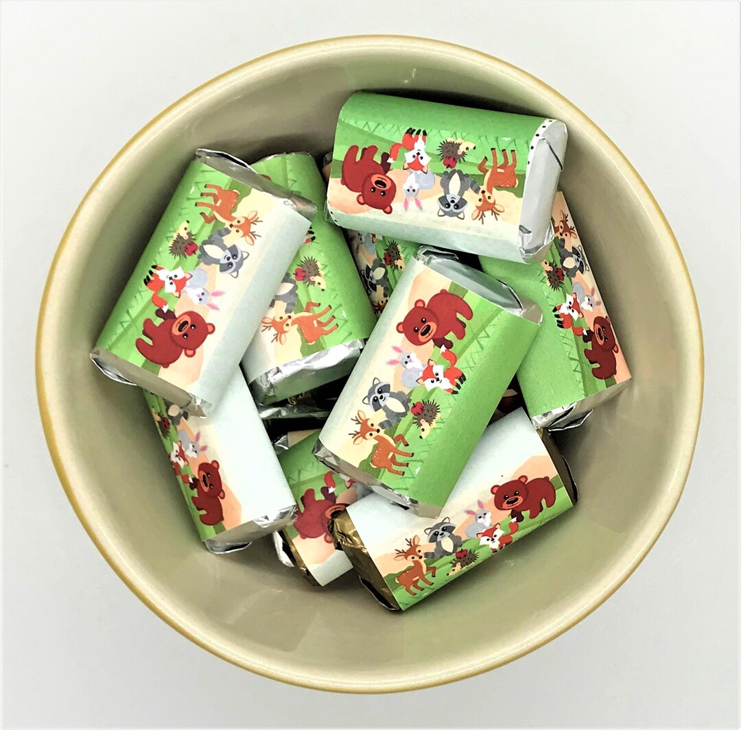60 Forest Animals Miniatures Candy Bar Wrapper Woodland Creatures Mini ...