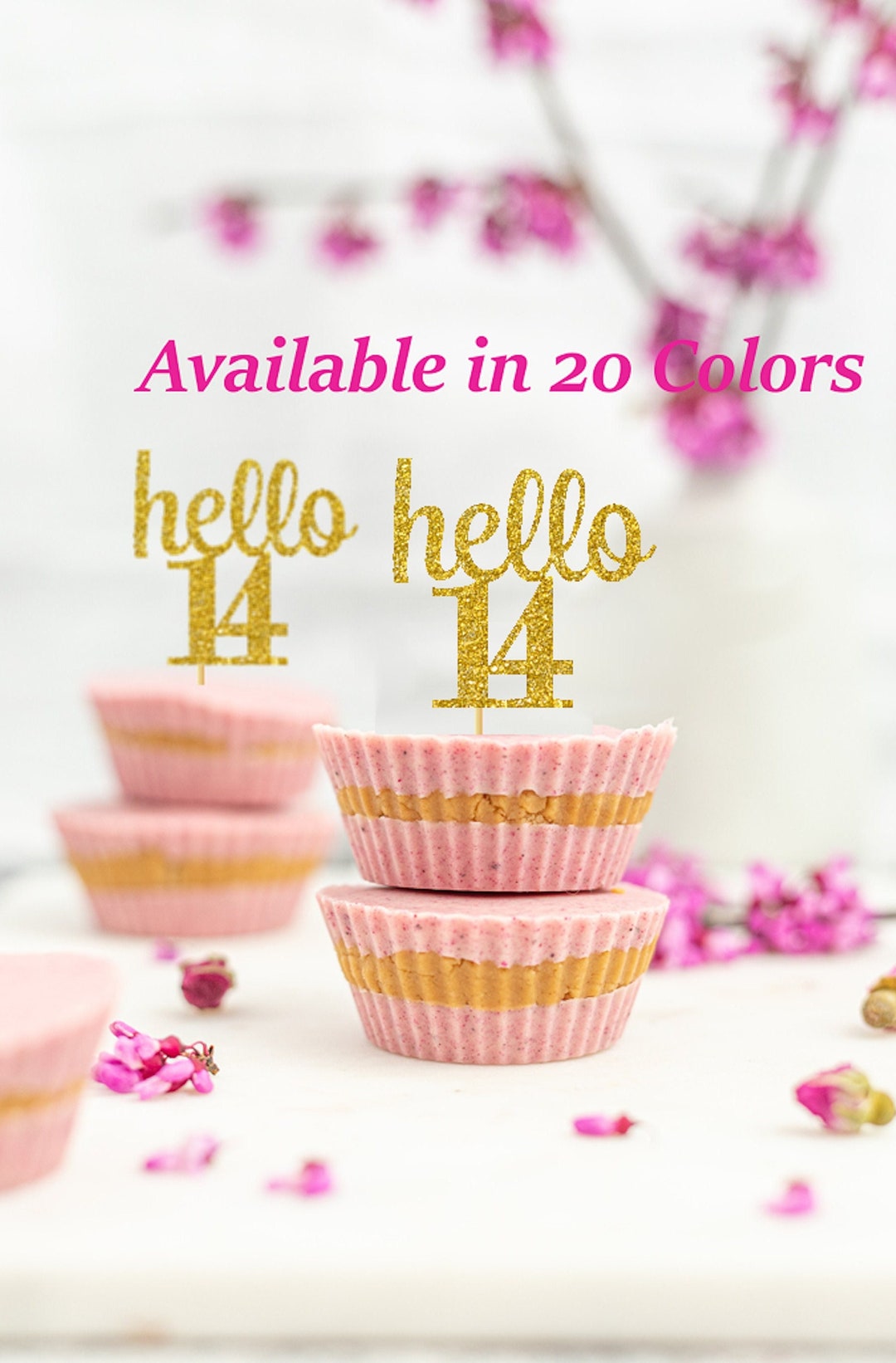 Hello 14 Cupcake Toppers | 14th Birthday Cupcake Toppers | Number 14 ...