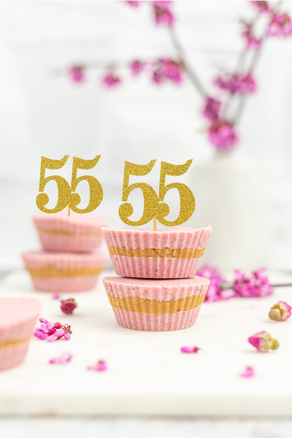 Any Number 55th Birthday Cupcake Toppers 2 Inches Tall - Etsy
