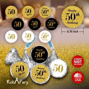50th Birthday Party Labels Set of 324 Self-adhesive Glossy Stickers ...