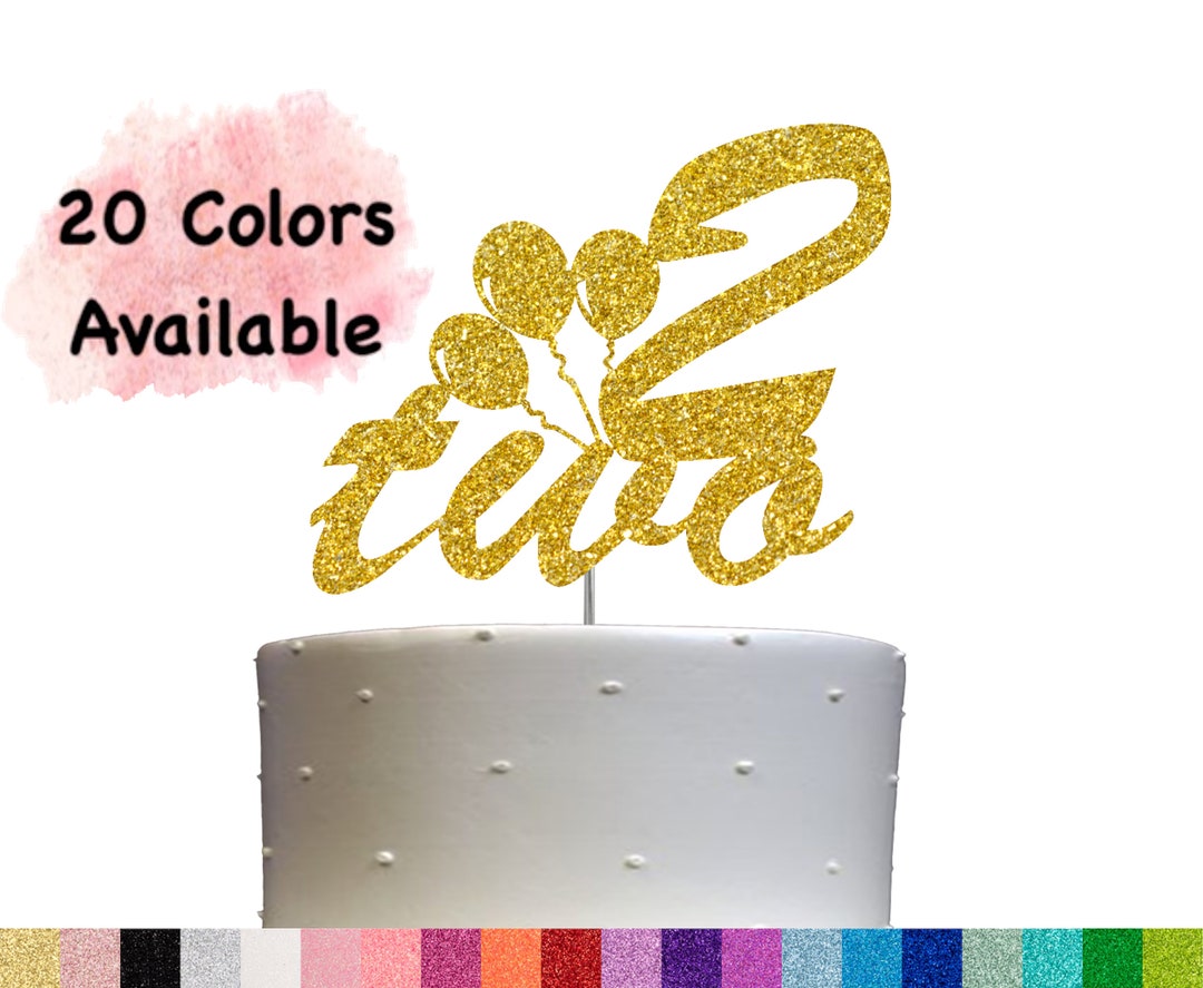2nd Birthday Cake Topper Double Side Glitter Number Two Cake Topper ...