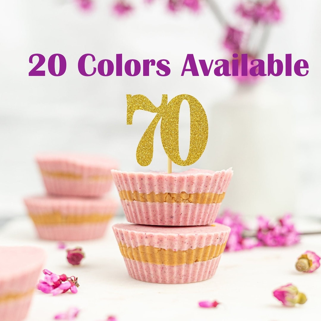 ANY NUMBER 70th Birthday Cupcake Toppers 2 Inches Tall Adult Party ...