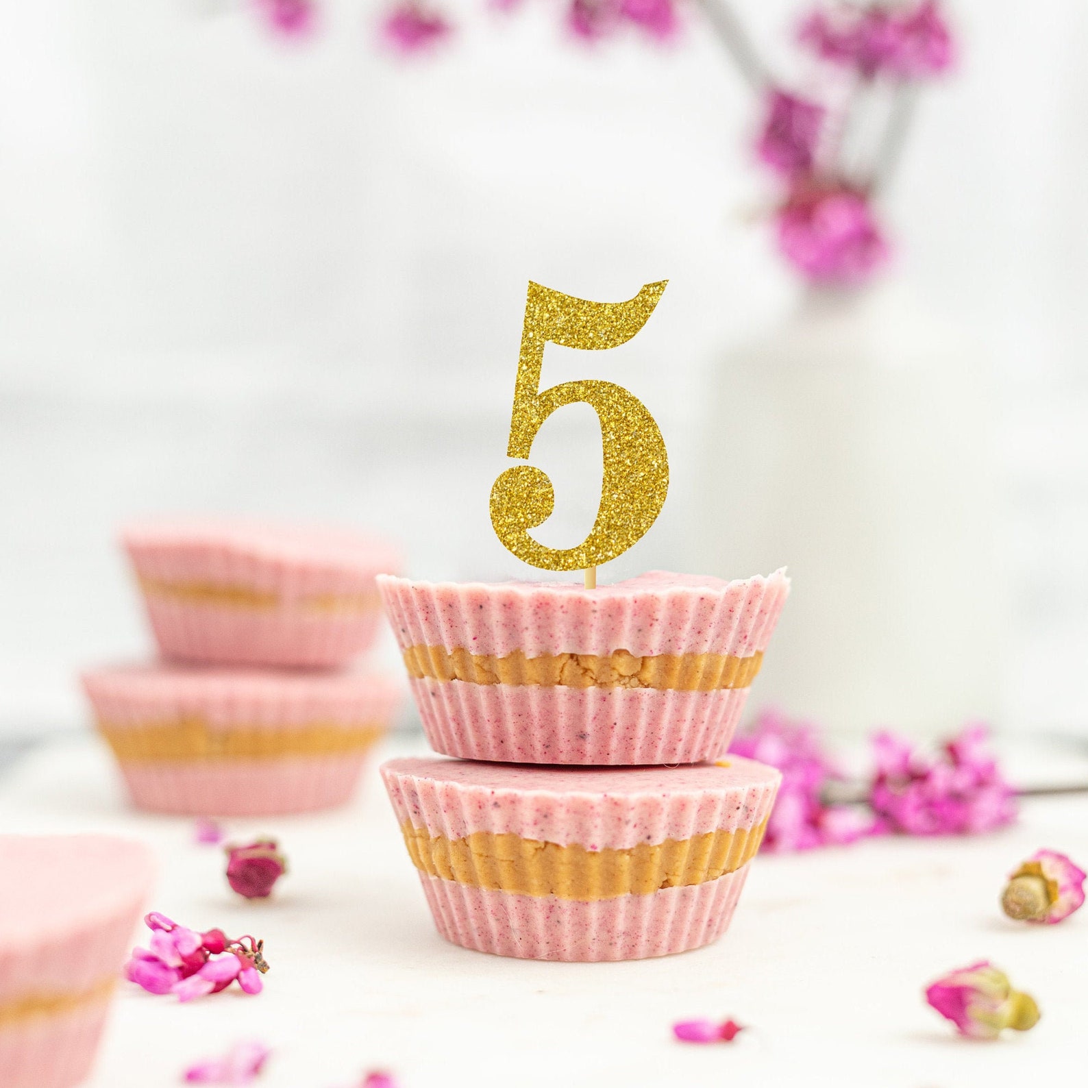 ANY NUMBER 5th Birthday Cupcake toppers 2 inches tall | Etsy