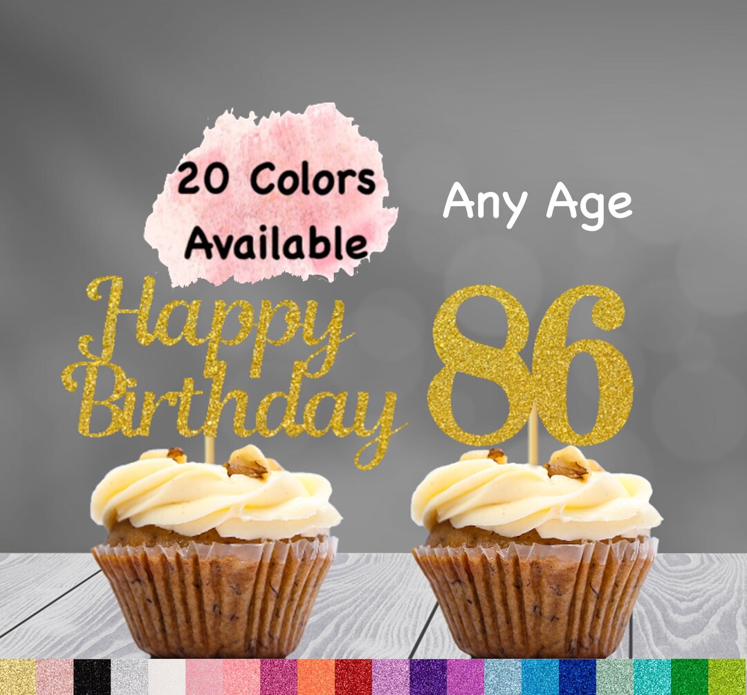86th Birthday Cupcake Toppers | Number 86 Party Picks | 86th Party ...