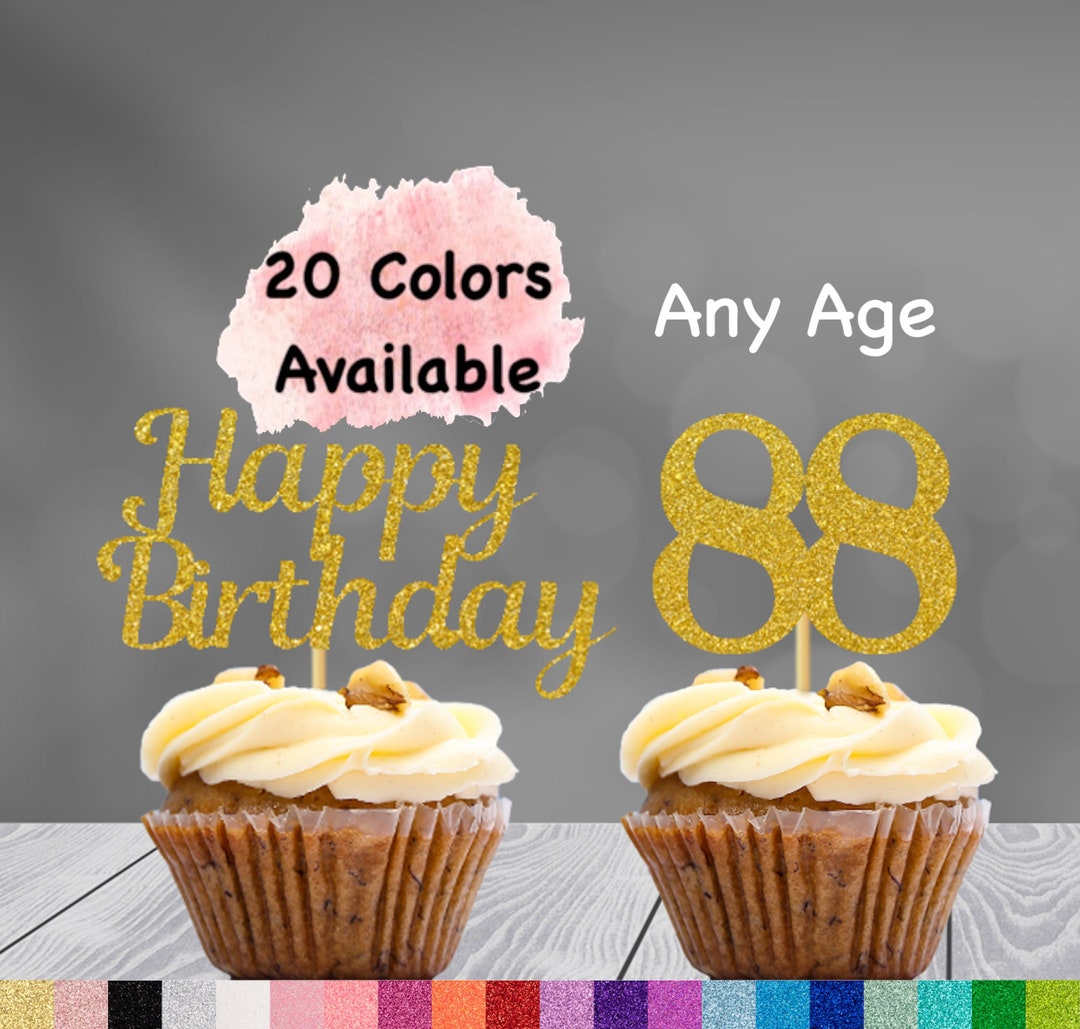 88th Birthday Cupcake Toppers | Number 88 Party Picks | 88th Party ...