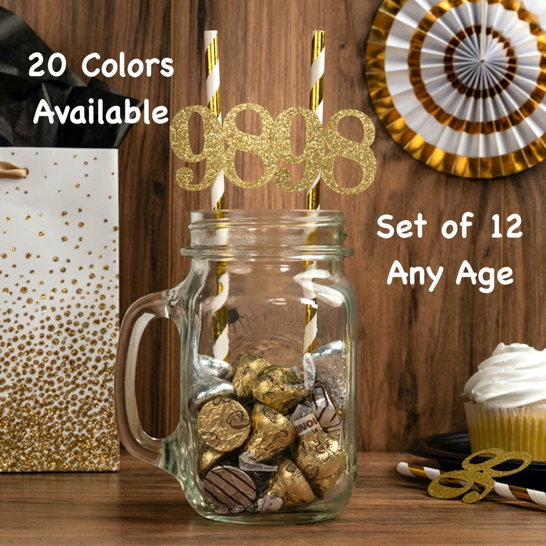 98th Birthday Party Straws With Number Any Age (SET OF 12) 98th ...