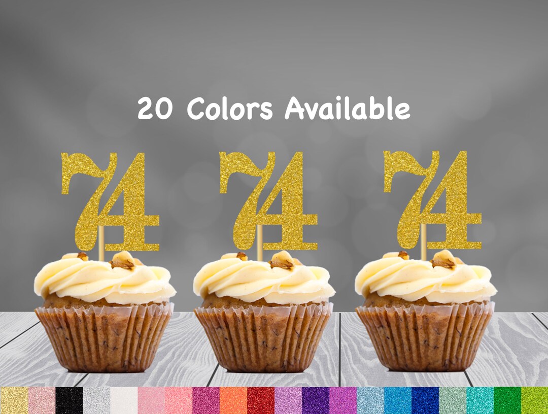 ANY NUMBER 74th Birthday Cupcake Toppers 2 Inches Tall Adult Party ...