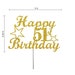 51st Birthday Cake Toppers, double Side Glitter Adult Party Glitter ...