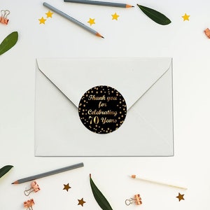 70th Birthday 70th Happy Birthday Stickers, 2 Inch Big Round Glossy ...