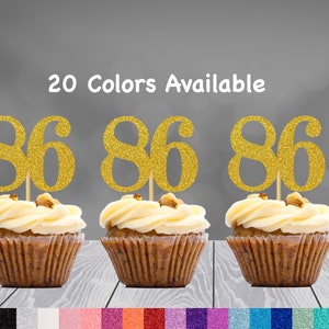 Any Number 86th Birthday Cupcake Toppers Adult Party Glitter 86th ...