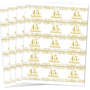 45 and Fabulous | 45th Birthday Water Bottle Labels | (SET of 25 ...
