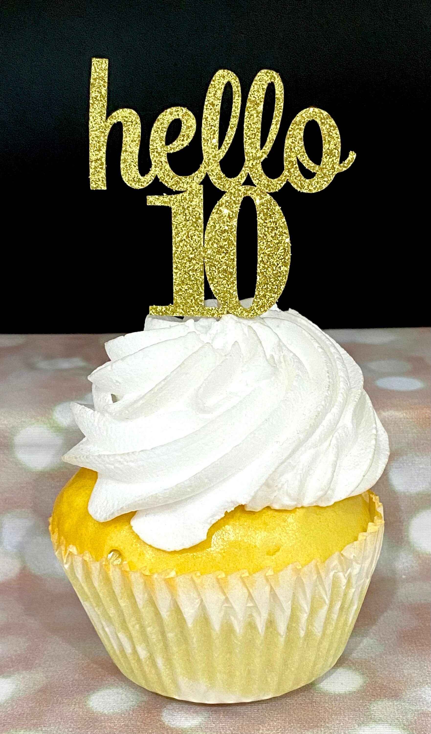 10th Birthday Cupcake Toppers Any Age Number Glitter Hello 10 - Etsy