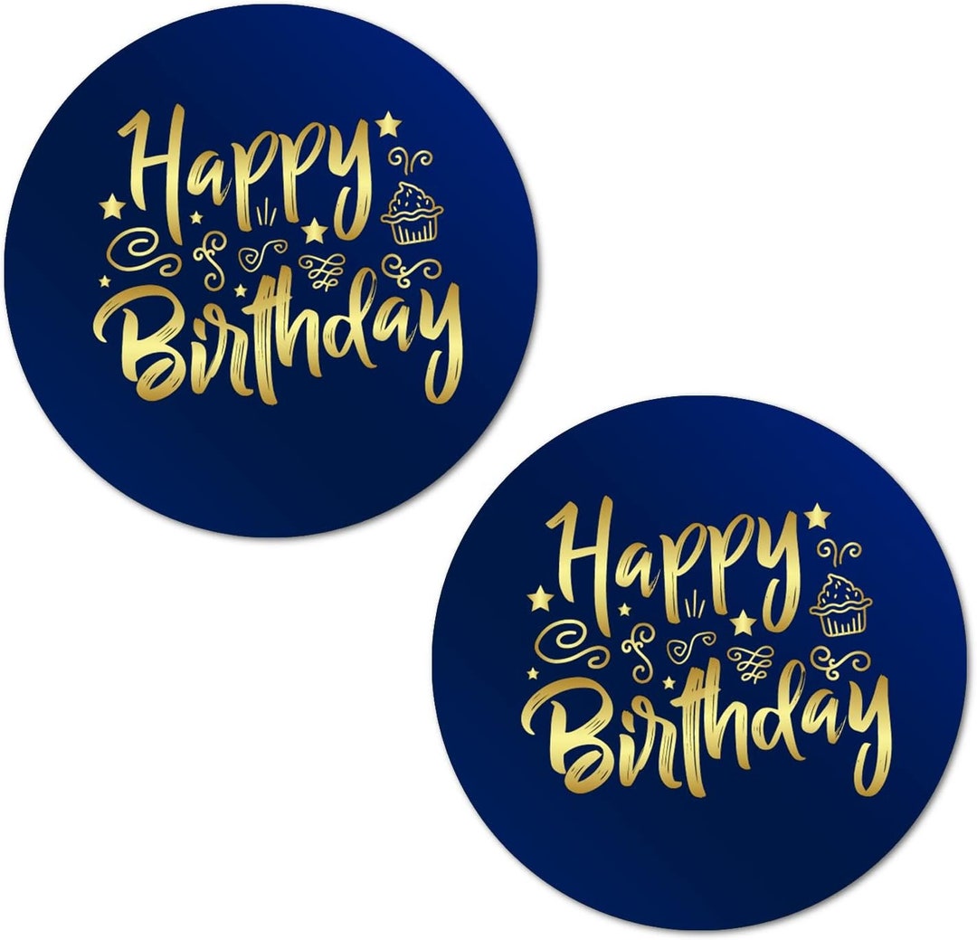 Happy Birthday Stickers (set of 40) 2 Inch Big Round Glossy Labels ...