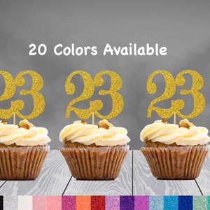 Any Number 23rd Birthday Cupcake Toppers 2 Inches Tall Any Age Glitter ...
