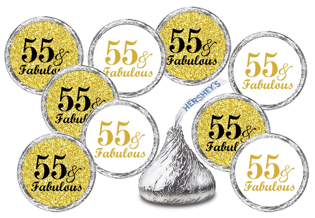 Any Age 55 and Fabulous Birthday Kisses Stickers (set of 216) Labels ...