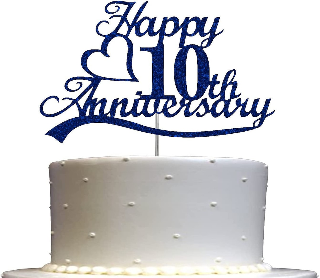 10th Anniversary Cake Topper (double Sided) Glitter 10th Wedding ...