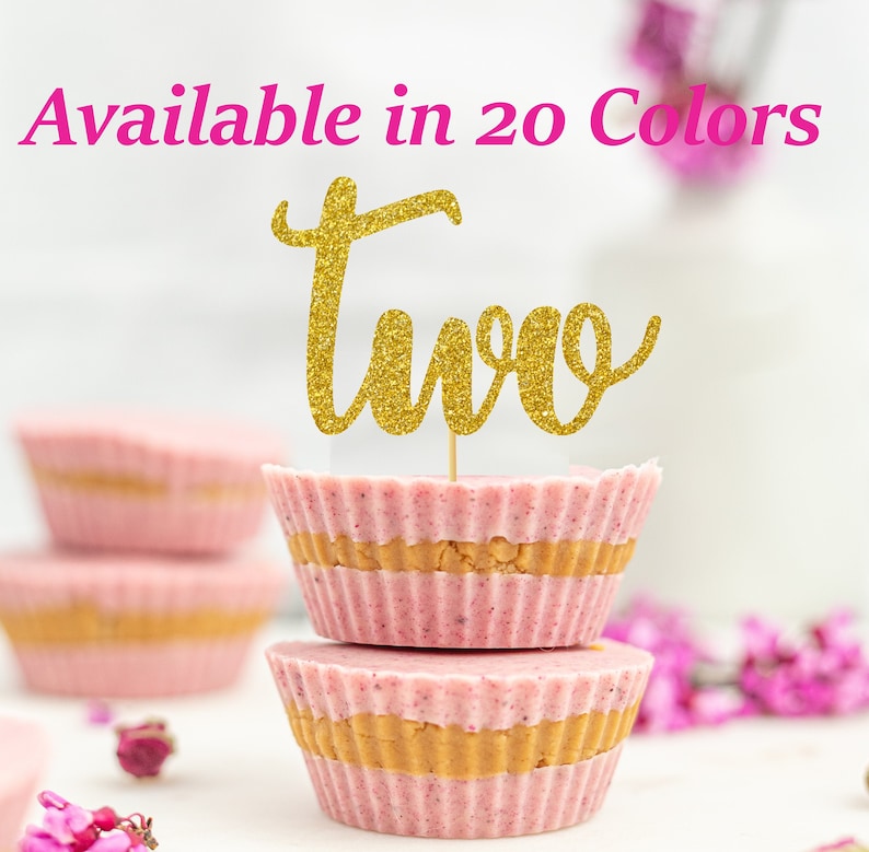 Two Cupcake Toppers Second Birthday Number Cupcake Topper | Etsy