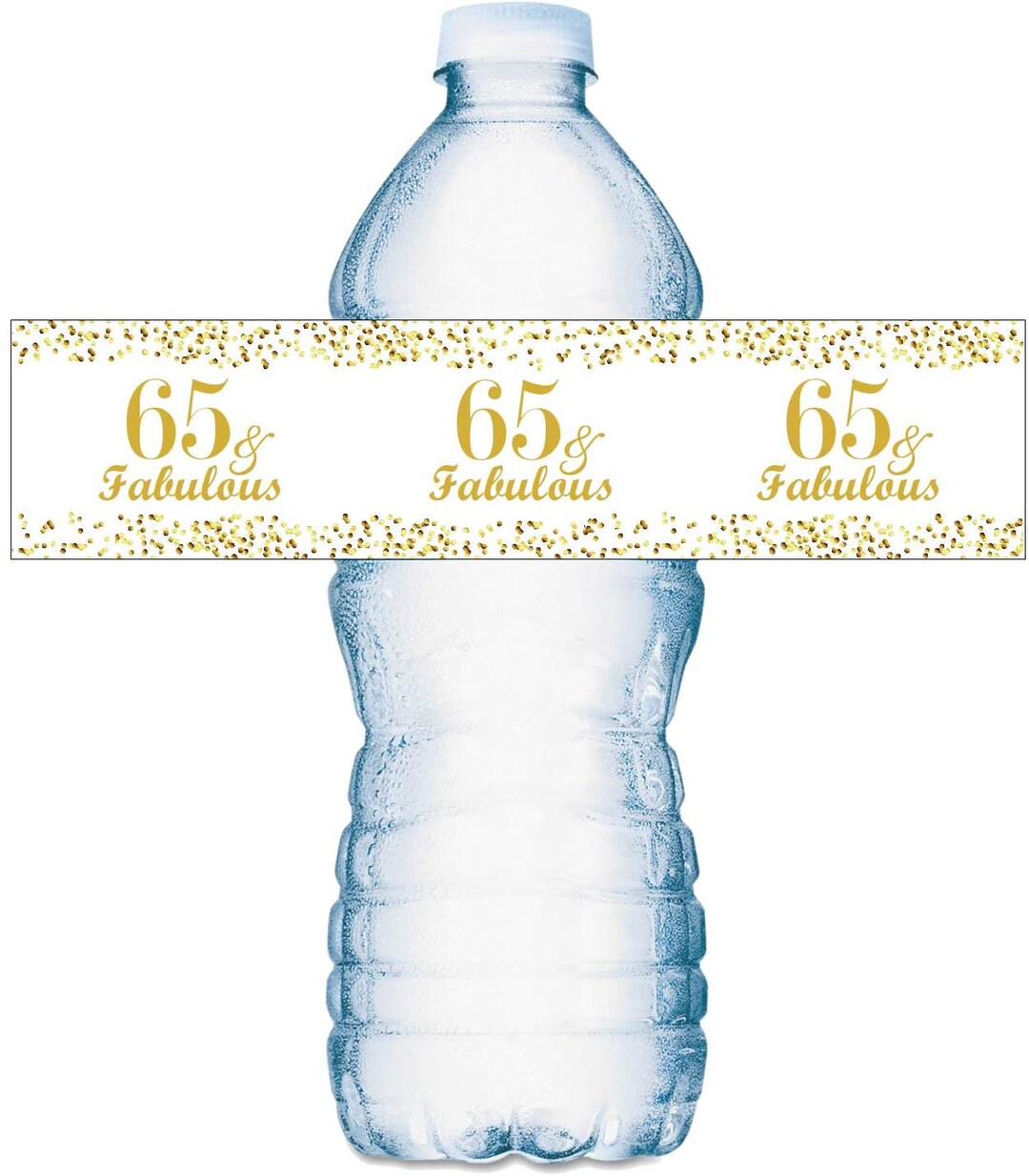 Any Number 65 and Fabulous Birthday Water Bottle Glossy Waterproof ...