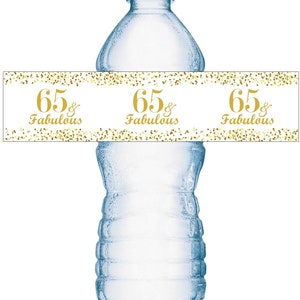 Any Number 65 and Fabulous Birthday Water Bottle Glossy Waterproof ...
