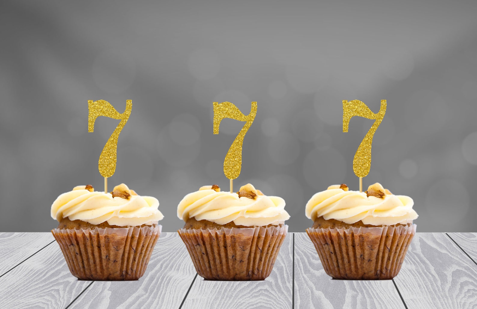 ANY NUMBER 7th Birthday Cupcake Toppers Number 7 Cupcake - Etsy