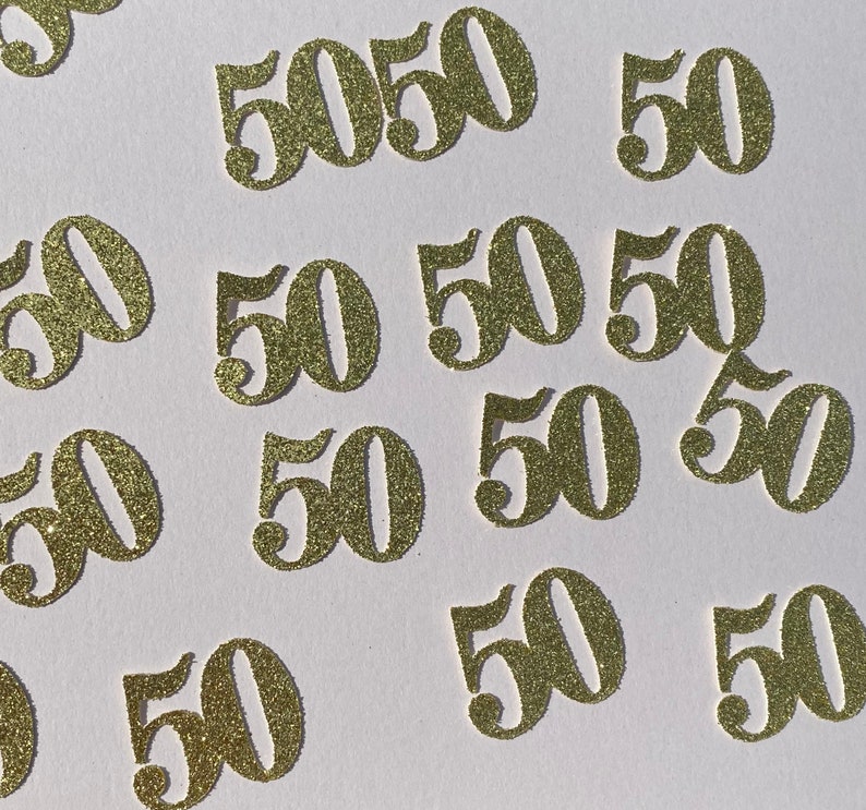 50th Anniversary (set of 50) Gold Glitter Confetti 50th Party Favors ...