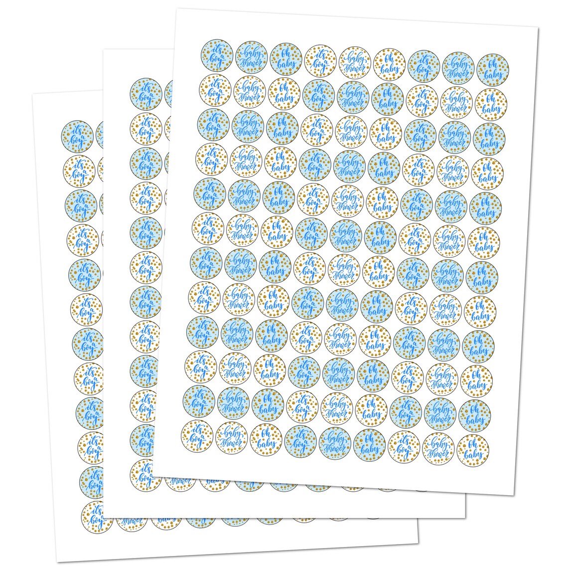 324 Gold and Blue Oh Baby Its a Boy Blue Kisses Labels for - Etsy