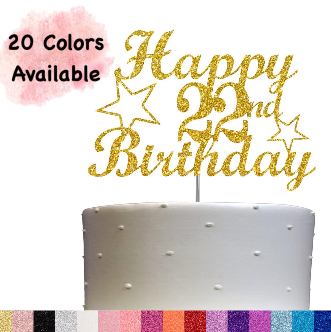 22nd Birthday Cake Topper | Glitter Party Decoration | Happy Birthday ...