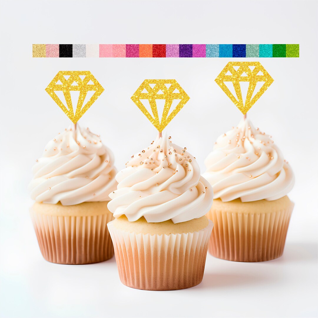 Diamond Cupcake Topper (20 COLORS AVAIALABLE ) Wedding, Bachelorette ...