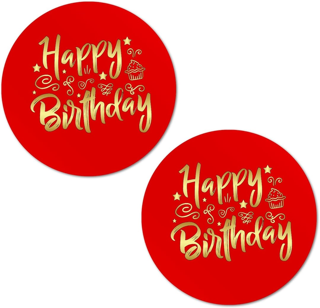 Happy Birthday Stickers (SET of 40) 2 Inch Big Round Glossy Labels Made ...