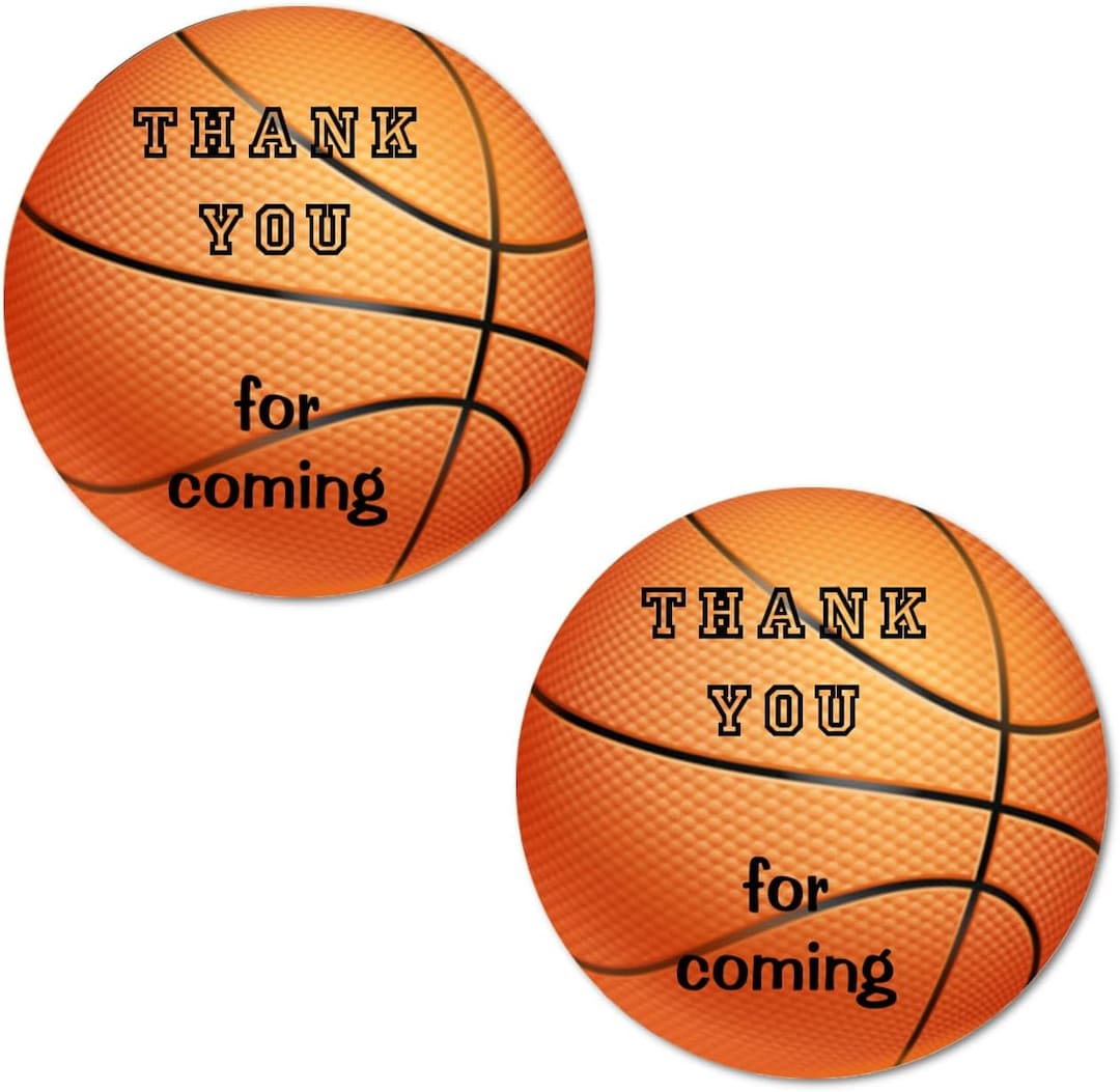 Thank You Basketball Labels (SET of 40) 2 Inch Big Round Glossy ...