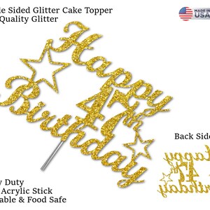 47th Birthday Cake Topper Glitter Party Decoration Happy Birthday Decor ...