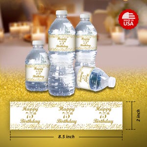 75th Birthday Water Bottle Labels | SET of 25 | Glossy Waterproof ...